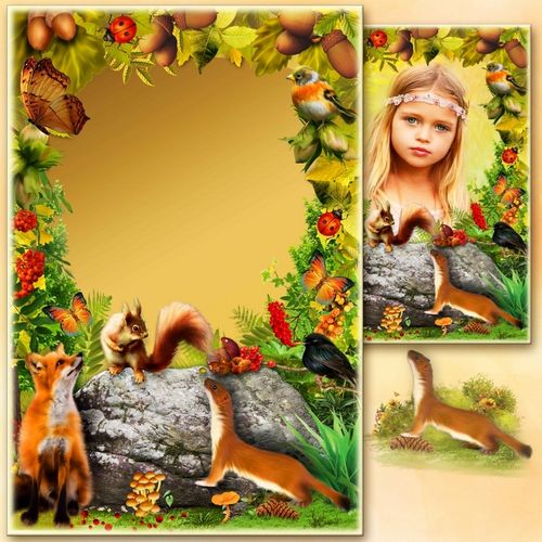 Free photo frame - Wild animals and birds ( psd, png, download )
