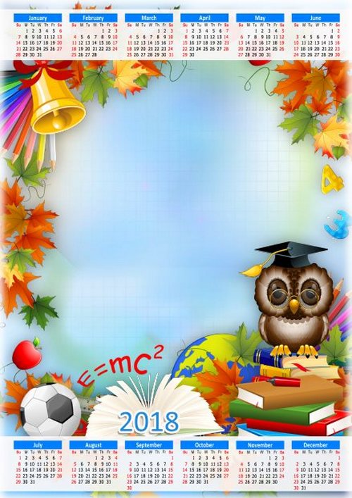 School Calendar Template PSD PNG Calendar For Photoshop 