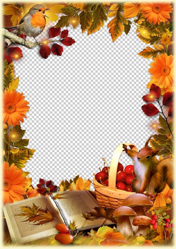 Frame for photo - Golden autumn, PSD, PNG, free download