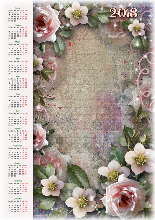 Free 2018 Romantic calendar template, PSD, PNG, free download. Calendar ...