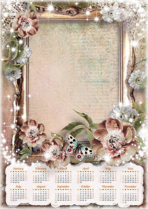 2018 Romantic calendar template with frame for photo - a Wonderful ...