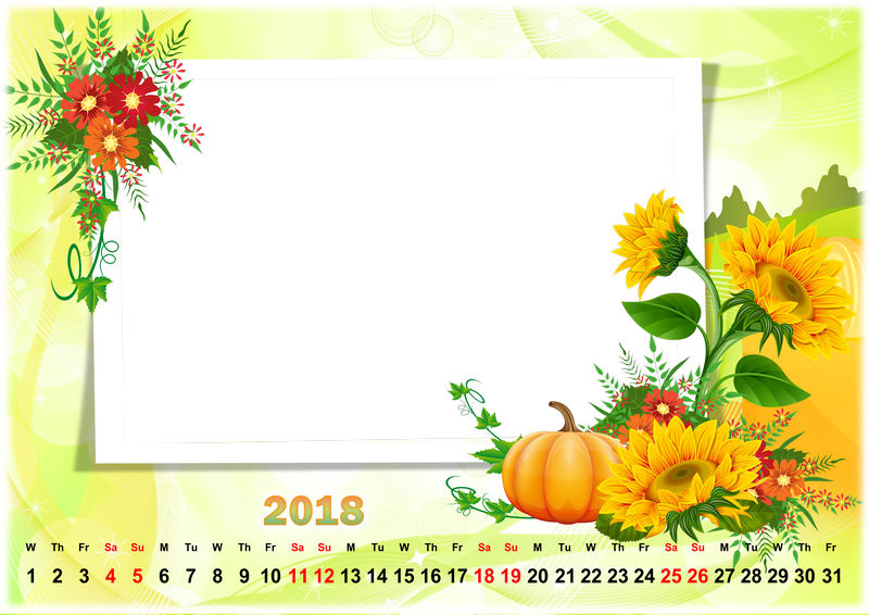 Loose-leaf Calendar 2018 - 12 months Seasons ( 13 PSD files, layered ...