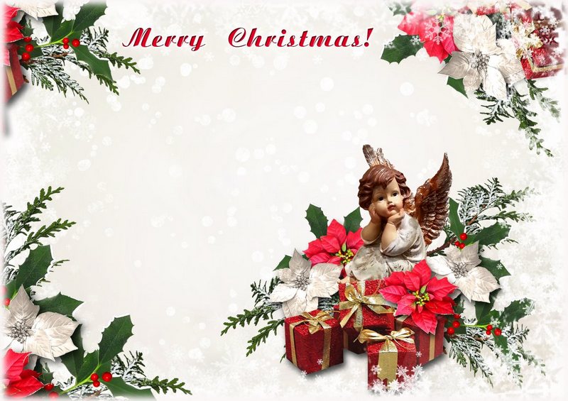 Christmas frame for photo with Christmas Angel