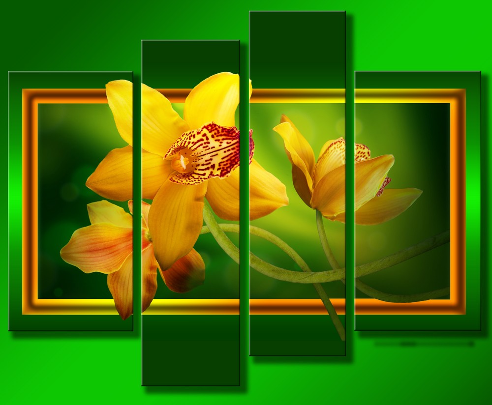 Modular painting - The beauty of yellow orchids | free PSD template