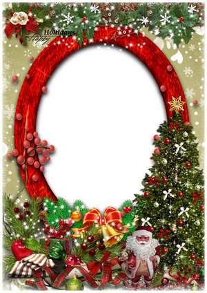 Free Photo Frame Template - Red Christmas. Transparent PNG Frame, PSD ...