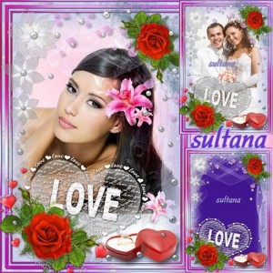 Free psd love frame - download photo frame psd with roses