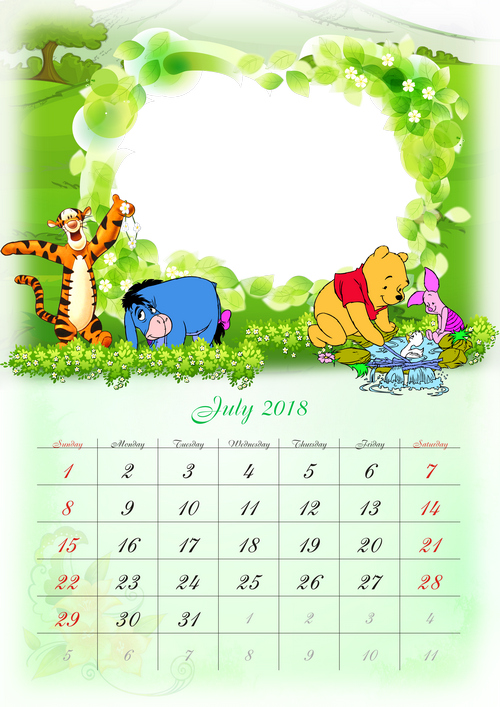 Loose-leaf Calendar 2018 Disney Cartoon - Winnie the Pooh ( 12 PSD ...