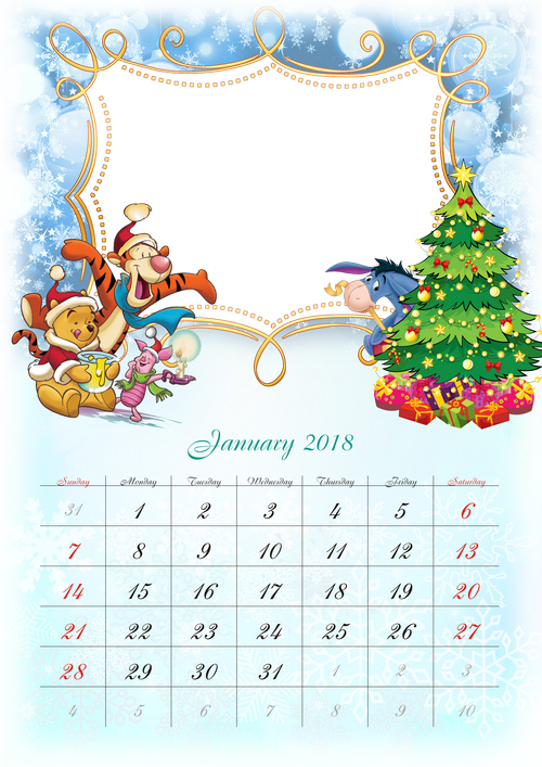 Loose-leaf Calendar 2018 Disney Cartoon - Winnie the Pooh ( 12 PSD ...
