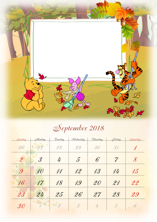 Loose-leaf Calendar 2018 Disney Cartoon - Winnie the Pooh ( 12 PSD ...