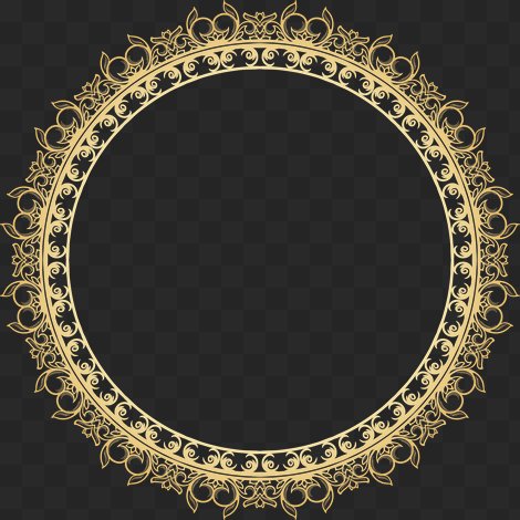Round gold frame psd for Photoshop download
