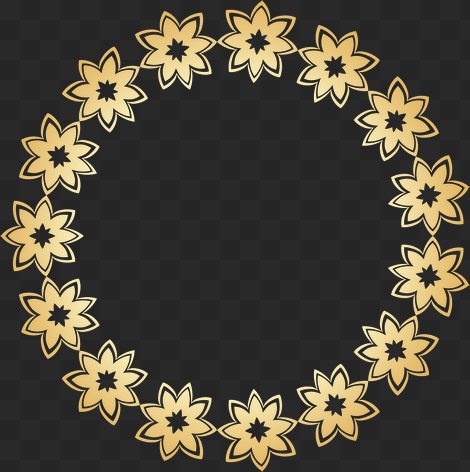 Round gold frame psd for Photoshop download