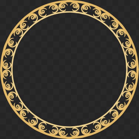Round gold frame psd for Photoshop download