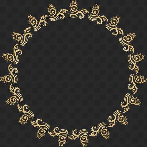 Round gold frame psd for Photoshop download