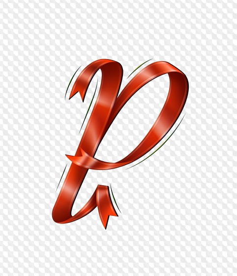62 PSD, 62 PNG, Letters red ribbons, numbers red ribbons