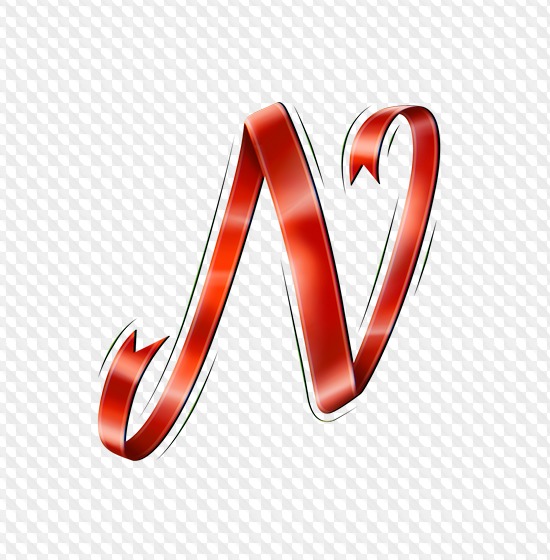 62 PSD, 62 PNG, Letters red ribbons, numbers red ribbons