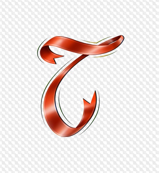 62 PSD, 62 PNG, Letters red ribbons, numbers red ribbons