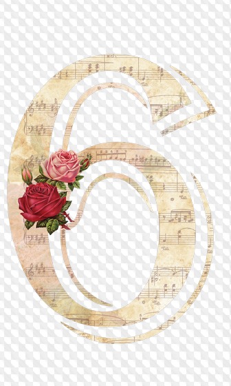 Numbers Musical notes with Red roses, Numbers with transparent background
