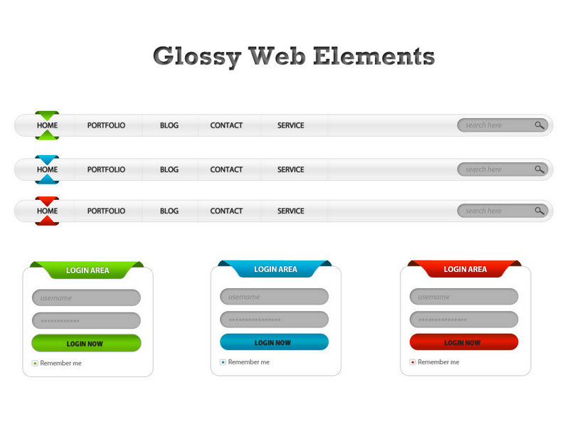2 PSD, Glossy web elements