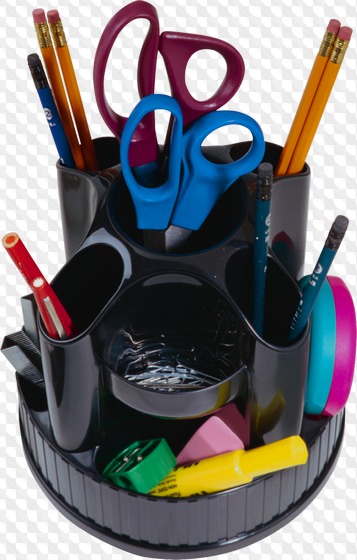 School supplies on transparent background