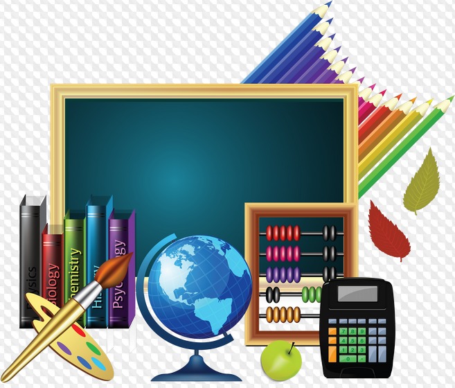 School supplies on transparent background
