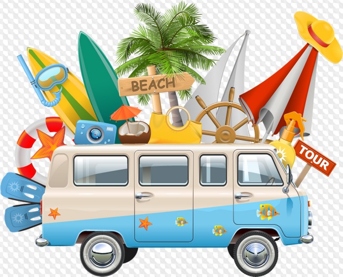 PSD, 17 PNG, Summer vacation, travel, graphics on transparent background
