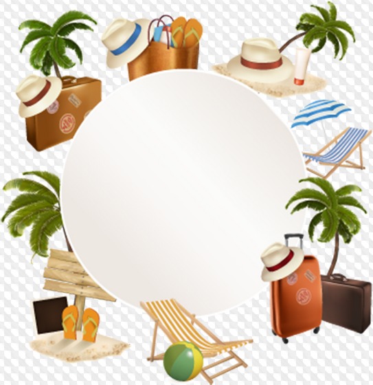 PSD, 17 PNG, Summer vacation, travel, graphics on transparent background