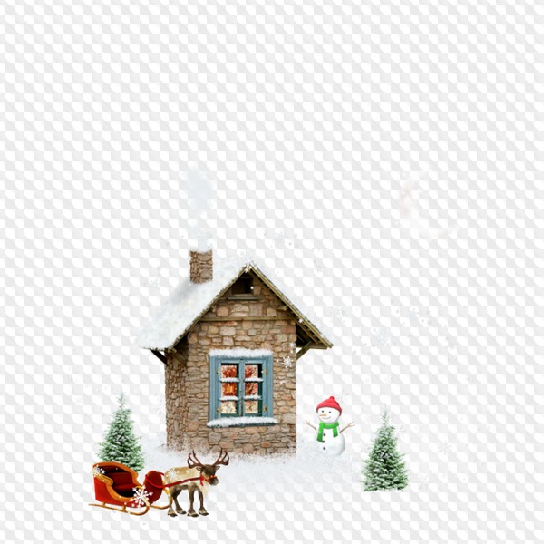 37 PNG, Winter Houses in snow with transparent background