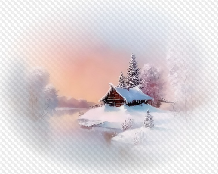37 PNG, Winter Houses in snow with transparent background