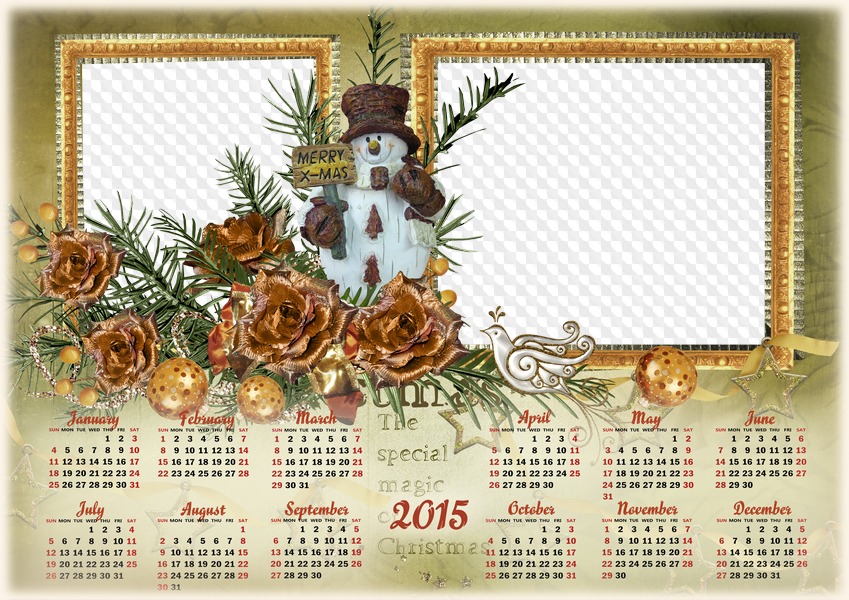Calendar-frame 2015 for Photoshop - Golden holidays