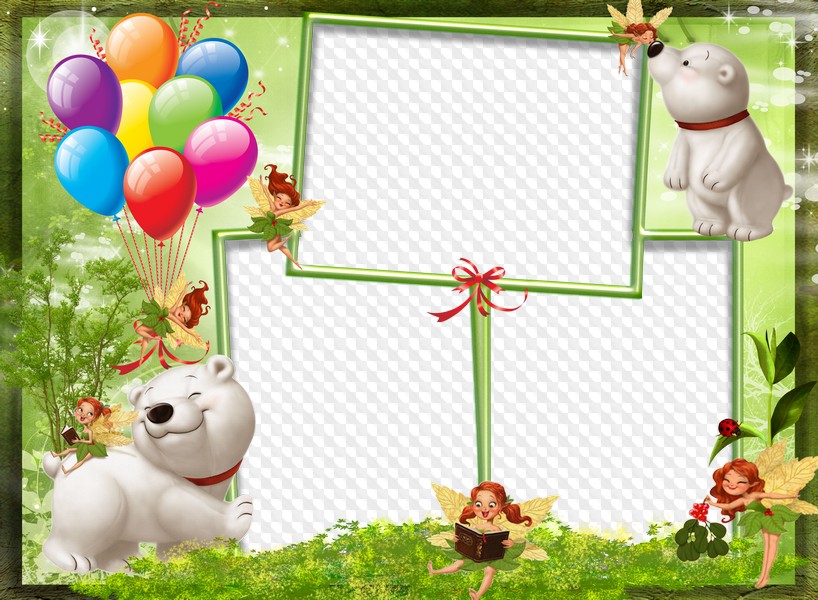 Nine childrens photo frames, PNG