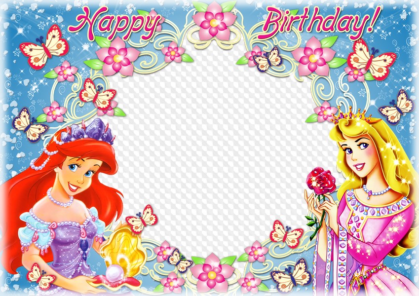 Set of greeting childrens photo frames for Photoshop - Happy Birthday