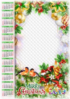 2019, Vertical Calendar, PSD, PNG. Calendar for Photoshop.