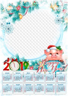 Winter calendar photo frame 2019 for Photoshop