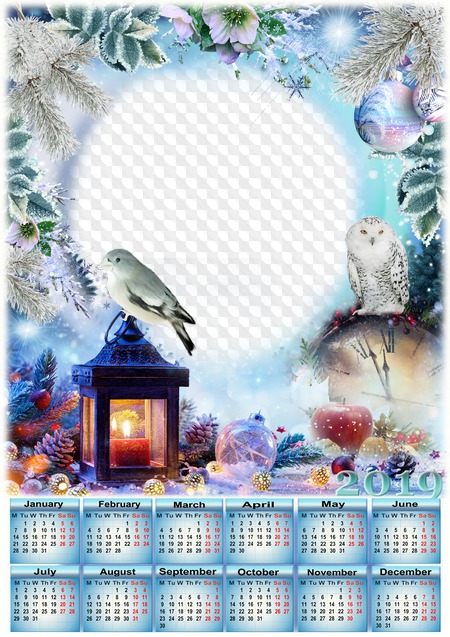 Winter lantern, 2019 Calendar PNG, PSD