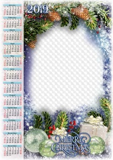2019 Calendar frame template PSD, PNG. Calendar for Photoshop.