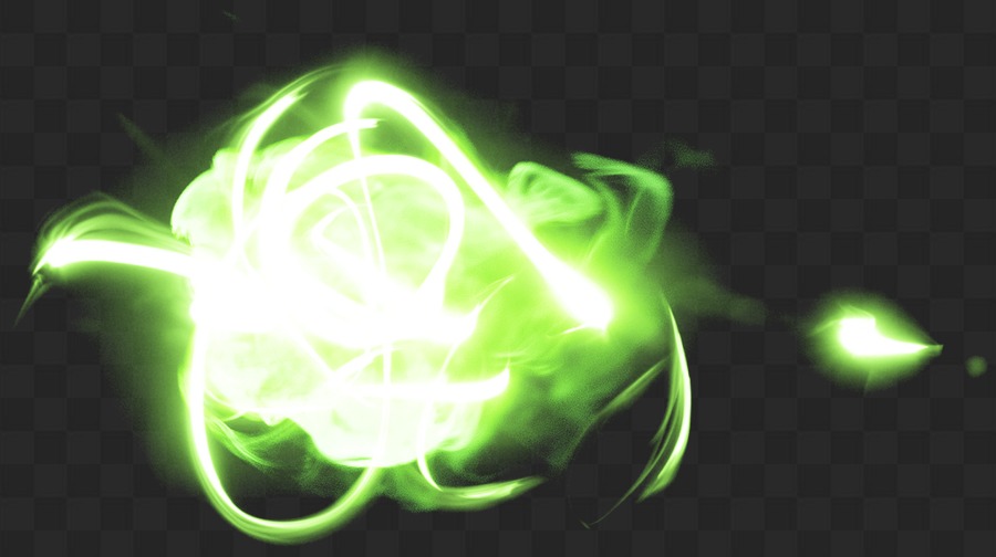 PNG, destellos verdes y efectos de luz sobre un fondo transparente