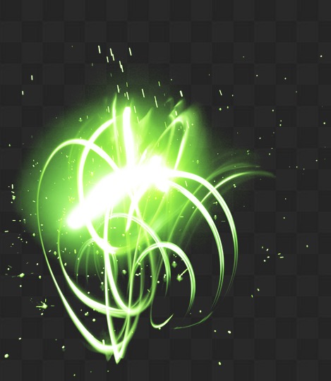 PNG, destellos verdes y efectos de luz sobre un fondo transparente