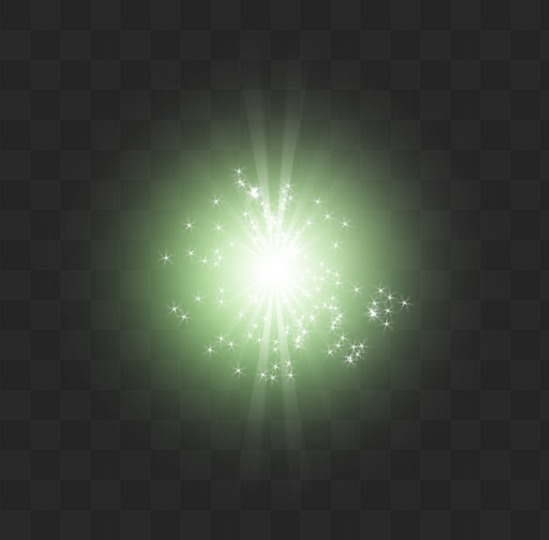 PNG, destellos verdes y efectos de luz sobre un fondo transparente