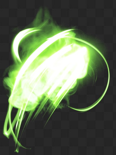 PNG, destellos verdes y efectos de luz sobre un fondo transparente
