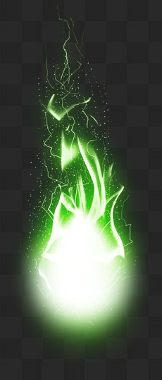 PNG, destellos verdes y efectos de luz sobre un fondo transparente