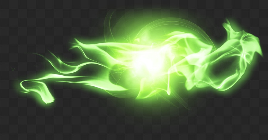 PNG, destellos verdes y efectos de luz sobre un fondo transparente