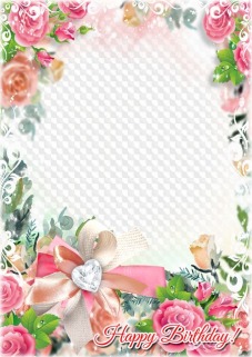 Happy Birthday! Photo frame template, PSD PNG