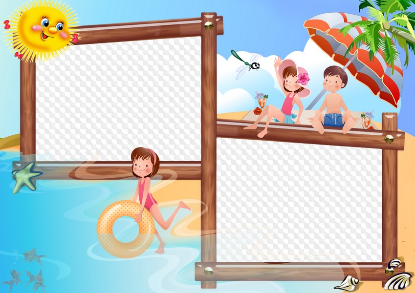 11 PSD, 11 PNG, Photo frames summer and children