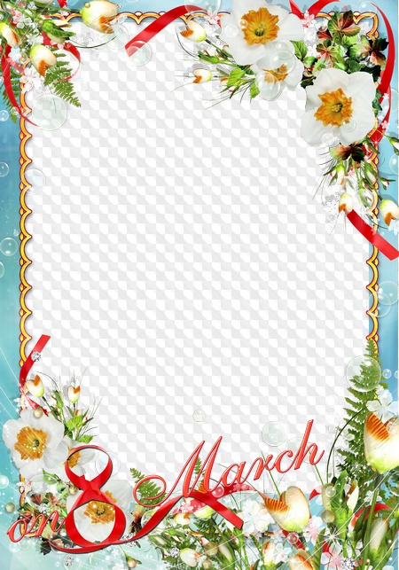 Elegant Flower frame for March 8 template, PSD, PNG