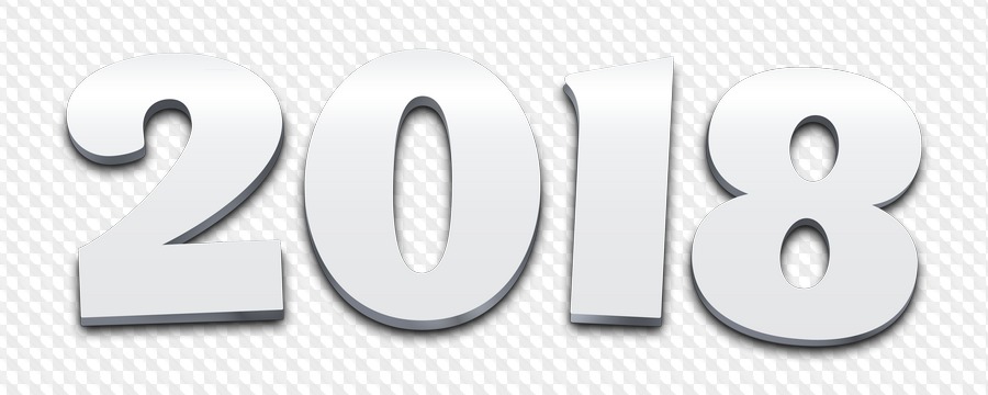30 PNG, Números 2018 sobre fondo transparente