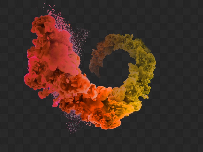 Collection multi-colored smoke, PNG images