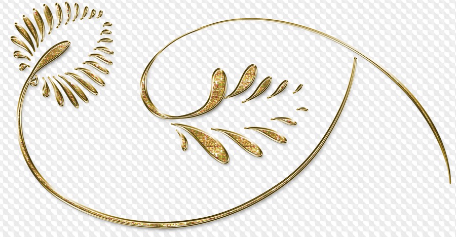 19 PSD, 19 PNG, Golden curls with flowers, leaves