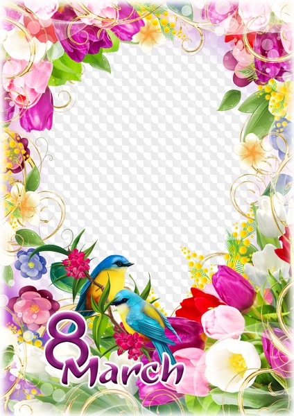 March 8, set of photo frames 8 png, psd