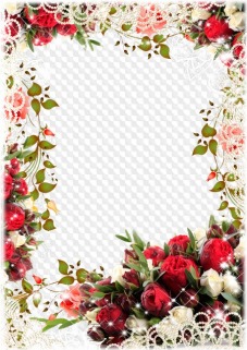 Roses, pearls, pink photo frame