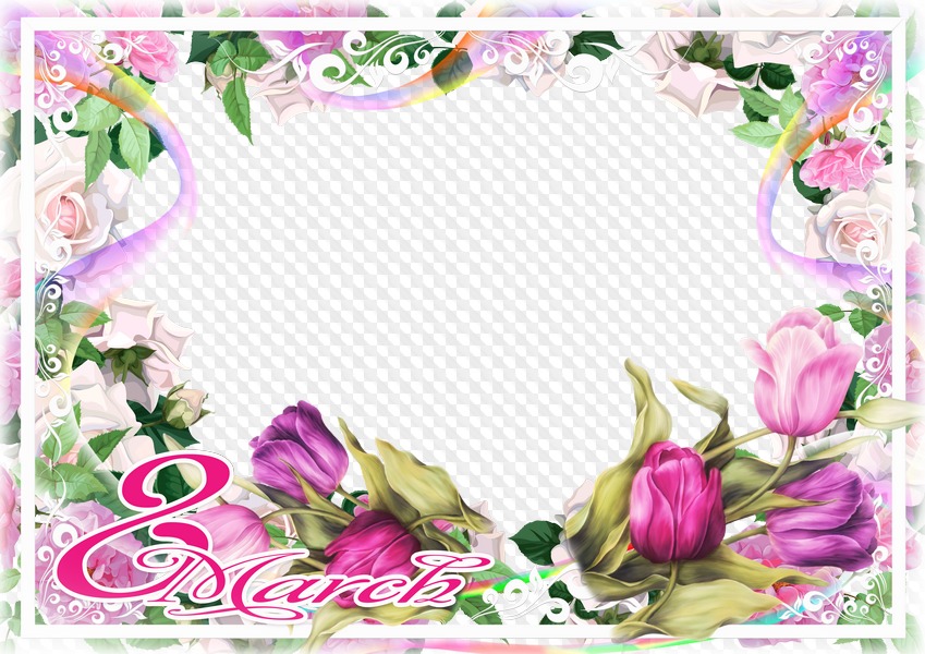 March 8, photo frame, PSD template, PNG